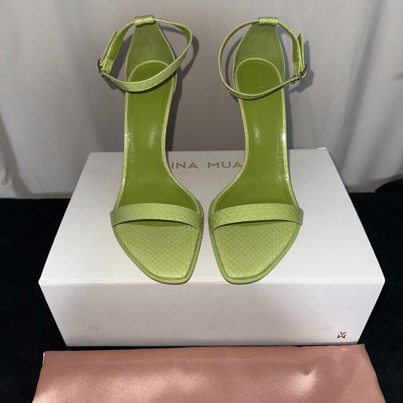 Amina Muaddi | Shoes | Amina Muaddi Green Kim Sandal 395 | Poshmark